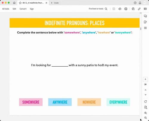 ESL Intermediate Lesson: Learn Indefinite Pronouns about Places | TPT