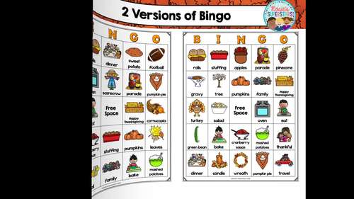 Thanksgiving Bingo Printable and Digital Versions by Rosie's Superstars