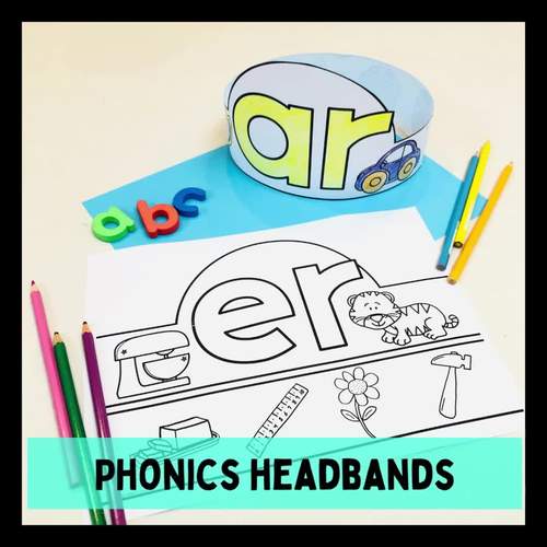 Kindergarten Phonics Hats | Alphabet Crowns | Group 7 QU OU OI UE ER AR