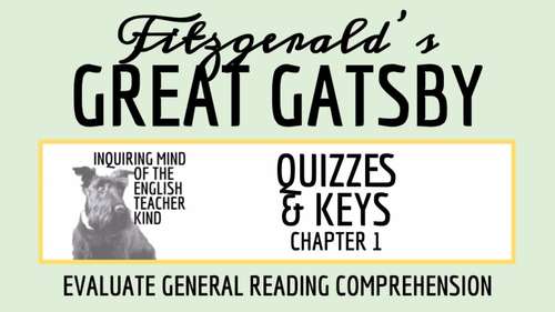 The Great Gatsby Chapter 1 Quiz and Answer Key (Printable) | TPT