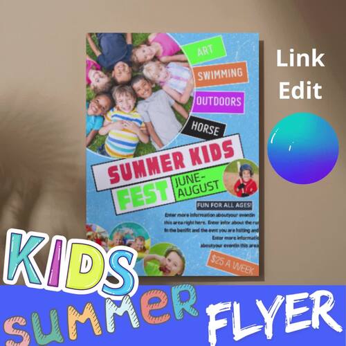 Kids Summer Camp Flyer Edit to Canva Customize your Flyer by tp Teach