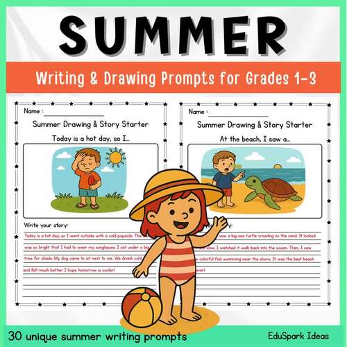 Summer Story Writing | Writing & Drawing Prompts for Grades 1–3 | TPT