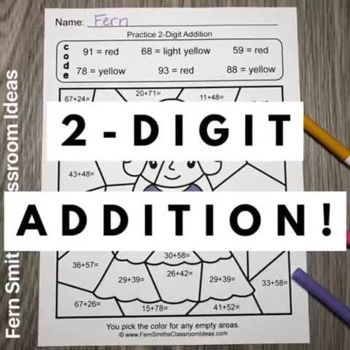 2nd Grade Math Practice 2-Digit Addition Color By Number | TpT