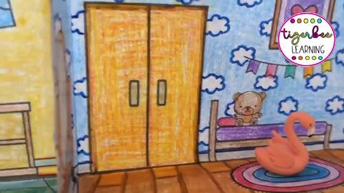 3D paper house craft | rooms in a house craftivity by Tigerbee Learning