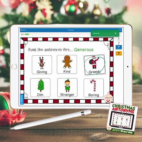 Christmas Antonyms Boom Cards by Speech Friend | TPT