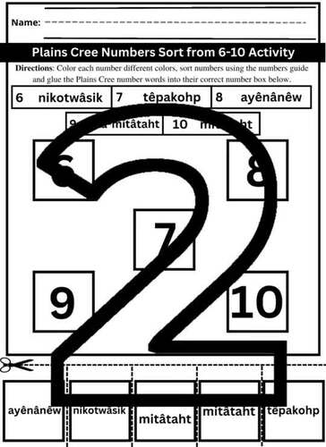 Plains Cree 1-100 Sort by Cree Numbers Activity No Prep | TPT