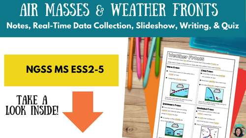 Weather Worksheets on Air Masses & Fronts with Data Collection Weather ...