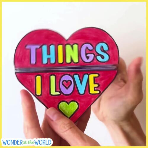 Things I love Valentine's Day writing heart craft activity bulletin ...