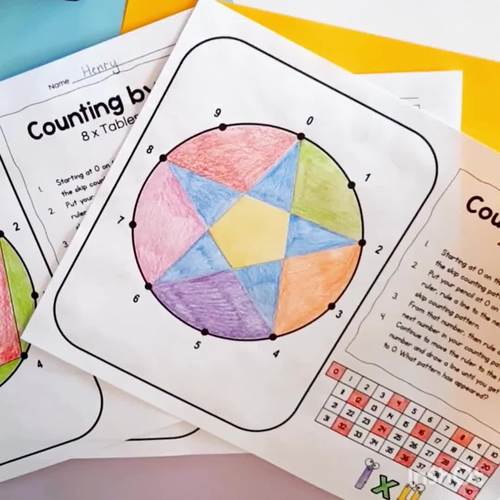 Math Skip Counting Activities - Geometric Multiplication Circles Worksheets