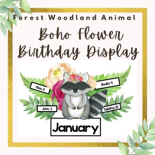 Boho Floral Forest Woodland Birthday Display- Classroom Decor | TPT
