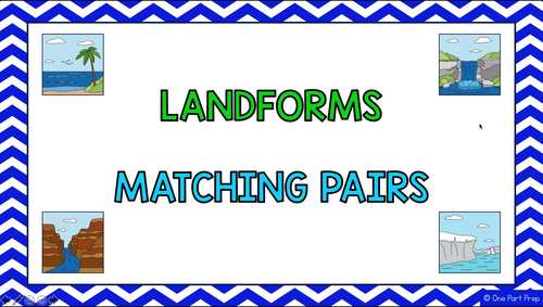 Landforms Matching Pairs Memory Game | ESL | Online Digital Virtual Remote