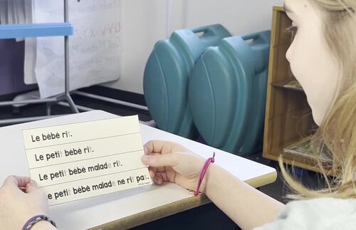 French Science of Reading decodable pyramid sentences | lecture structurée