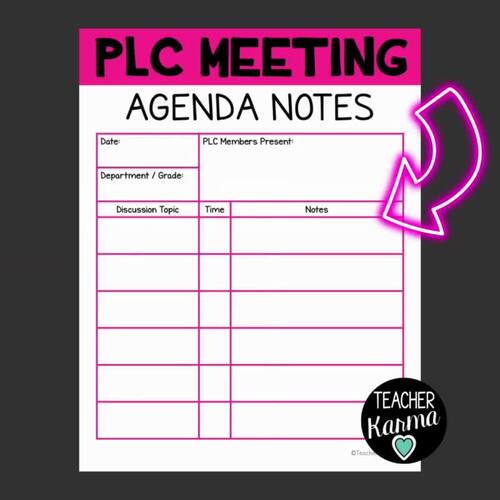 PLC Meeting Notes & Forms - Gray, Pink, Blue, Professional Learning ...