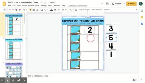 Digital FRENCH Winter Math Worksheets for Google Classroom™ Distance ...