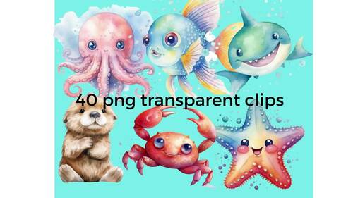 Baby Ocean Animals - Watercolor by Fun Creatives | TPT