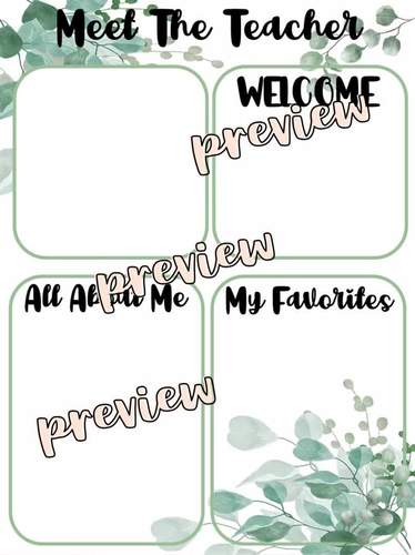 Meet the Teacher Template - Editable - Greenery Theme by Anh Huynh