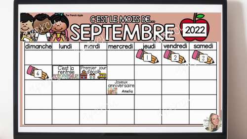 September French Calendar | Back to School | Digital | GOOGLE DRIVE