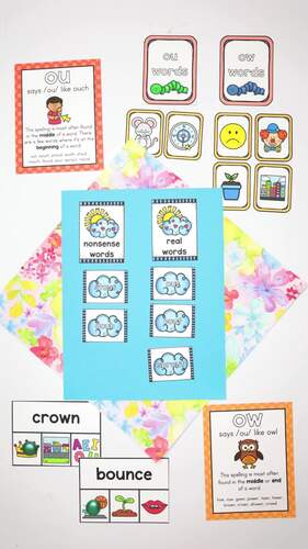 Diphthong Word Work - OU & OW Activities for Literacy Centers | TPT