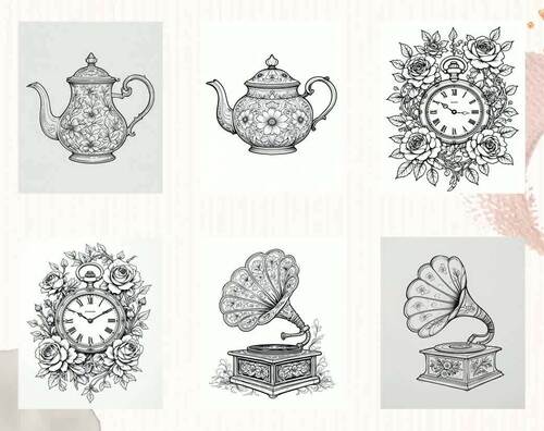 Floral Antiques Coloring Pages - Timeless Beauty in Bloom Coloring Book