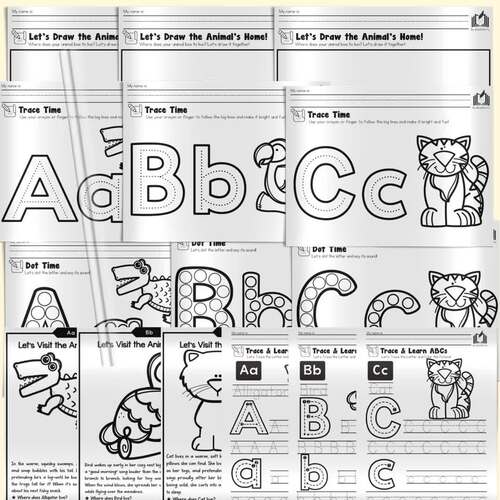 PreK & Kindergarten Animal Alphabet Pack – Habitats, Tracing & Dot ...