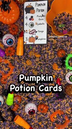 Halloween Sensory Bin Recipe Cards | Pumpkin Potion | Counting Activity