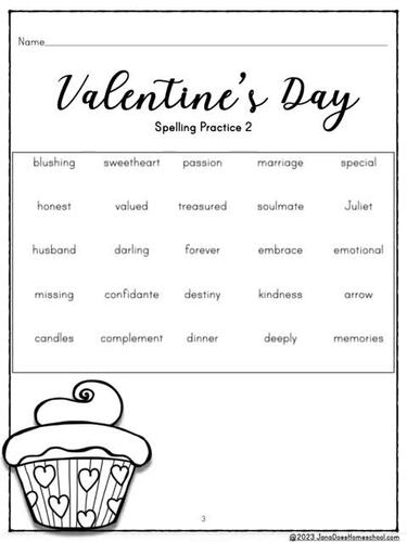 Valentines Day Spelling Practice 2 - 25 Spelling Words by Jana Does ...