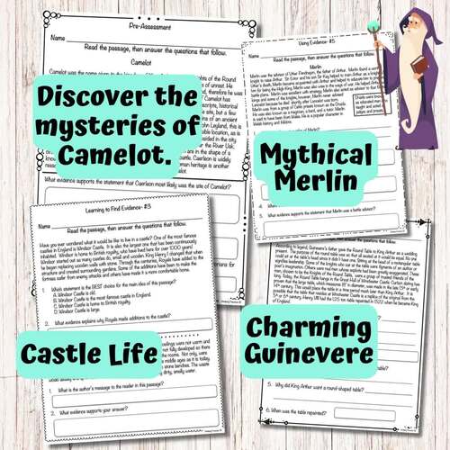 King Arthur Text Evidence Worksheets for 6th-8th Comprehension | TPT