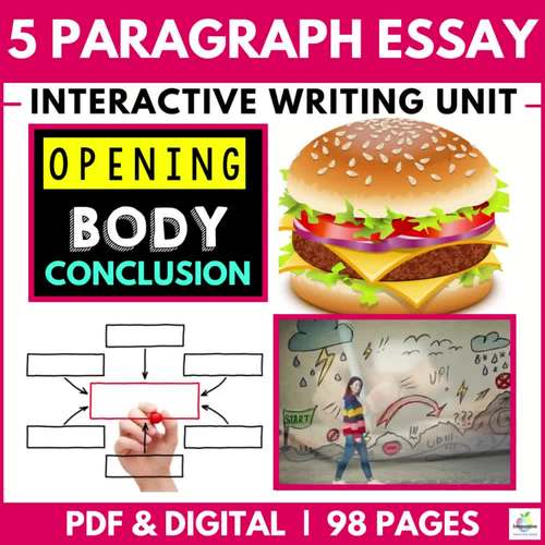 Essay Writing Unit | Hamburger & 5 Paragraph Graphic Organizer & Lesson ...