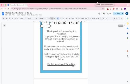 The Last Bear Novel Study | Comprehension | Grades 4-6 | Chapter-by-Chapter
