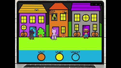 Halloween Speech Therapy Activities WH Questions Verbs Boom Cards