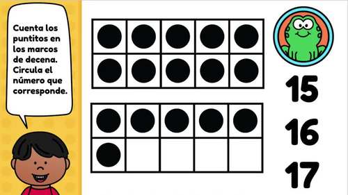 Google Slides and Seesaw Math in Spanish- Los animales- Números de 11-20