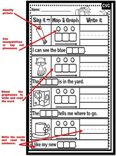 Word Mapping Phonics Worksheets | Science of Reading by Motivated Learners