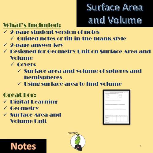 Surface Area and Volume of Spheres Geo Guided Notes Surface Area and Volume