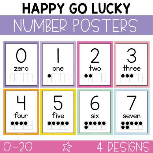 Retro Number Posters / Number Posters with Ten Frames / Happy Go Lucky