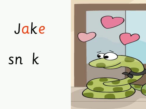 /a-e/ split digraph Jake Snake Phase 5 phonics by Groovy Phonics