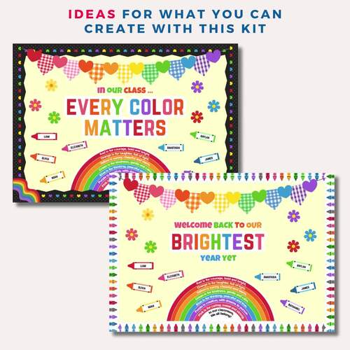 Welcome Back To School Bulletin Board Kit | Bright Rainbow Classroom Decor