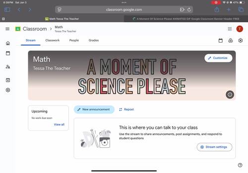 A Moment Of Science Please Animated Google Classroom Banner Header