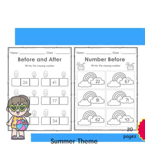 Summer Math Ordering Numbers | Before, After, and Between Numbers to 100
