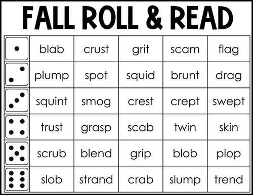 Fall Roll & Read| Phonics Mats| SOR| Fall Themed by An Elementary Educator