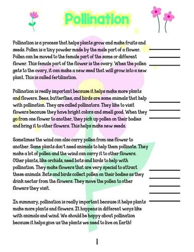 Pollination 2-5 | Multiple Choice | Matching | Writing | Close Reading ...
