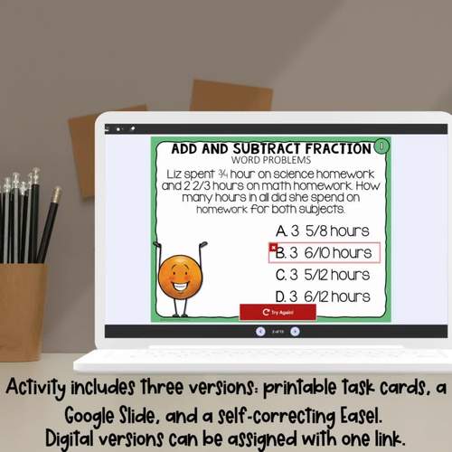 5th Grade Math Add and Subtract Fractions Problem Solving | TPT