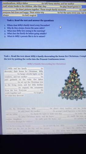 English Grammar Worksheets (A2). Winter Holidays with Milly’s family