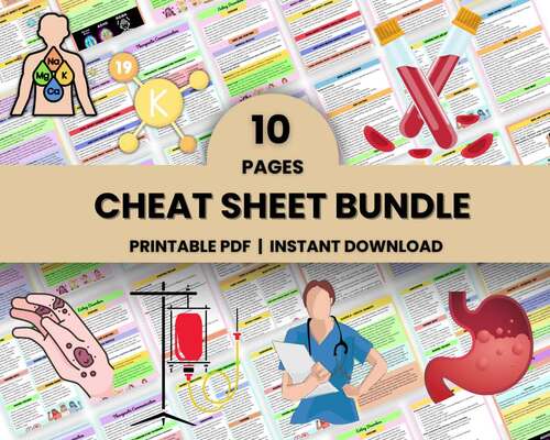 Cheat sheet bundle 10 Pages | Nursing Note | Nurse Cheat Sheet by ...