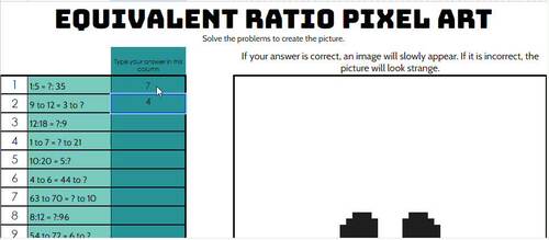 Equivalent Ratio Halloween Pixel Art- Digital Self-Checking Activity