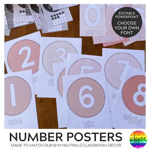 B+W NEUTRALS Number Posters | Neutral Classroom Decor by classroomHQ