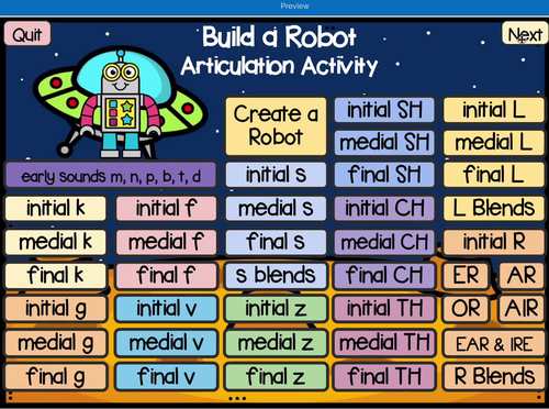Build a Robot Boom Cards Articulation Activity Speech Therapy Robots ...