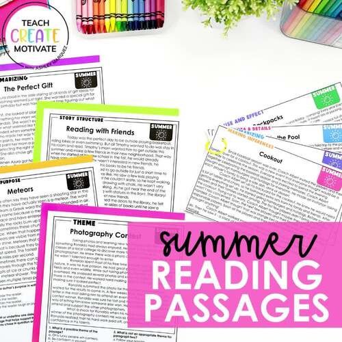 Summer Reading Comprehension - 3rd & 4th Grade Reading Passages and ...