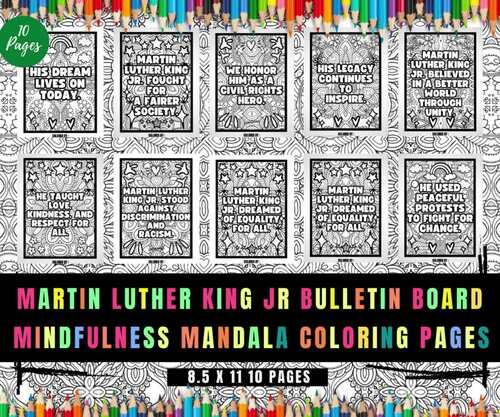 Martin Luther King Bulletin Boards, MLK Day, Printable Coloring, No Prep