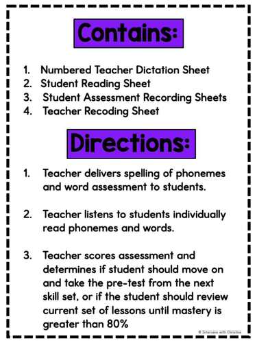 Orton-Gillingham Assessment Pre Post Tests Leveled Placement Gr 2 Phonics