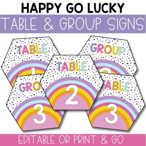 Editable Group and Table Signs / Retro Group Signs / Groovy Table Signs